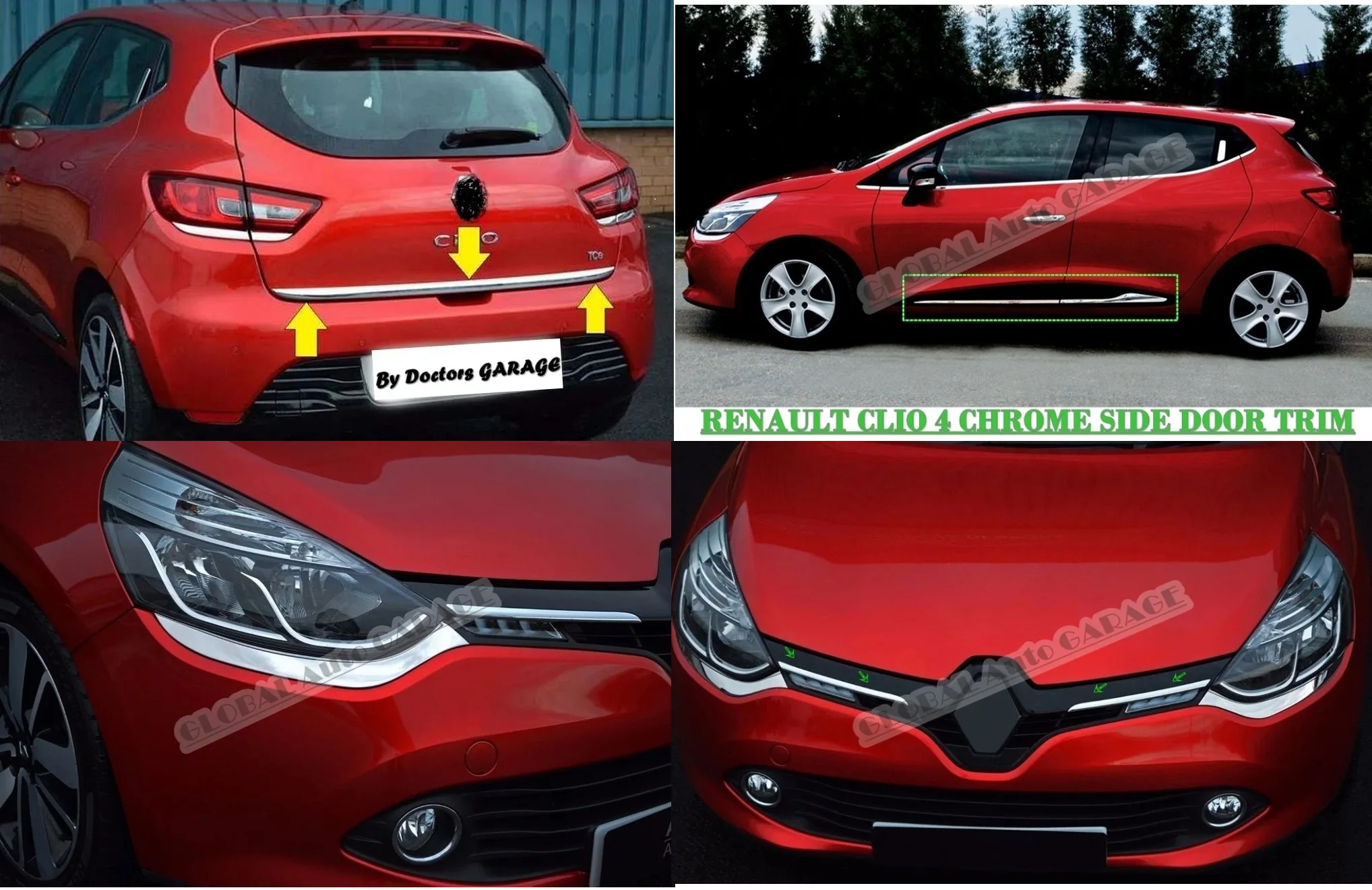 For-Renault-Clio-4-Chrome-accessories-2012-2013-2014-2015-2016-2017 ...