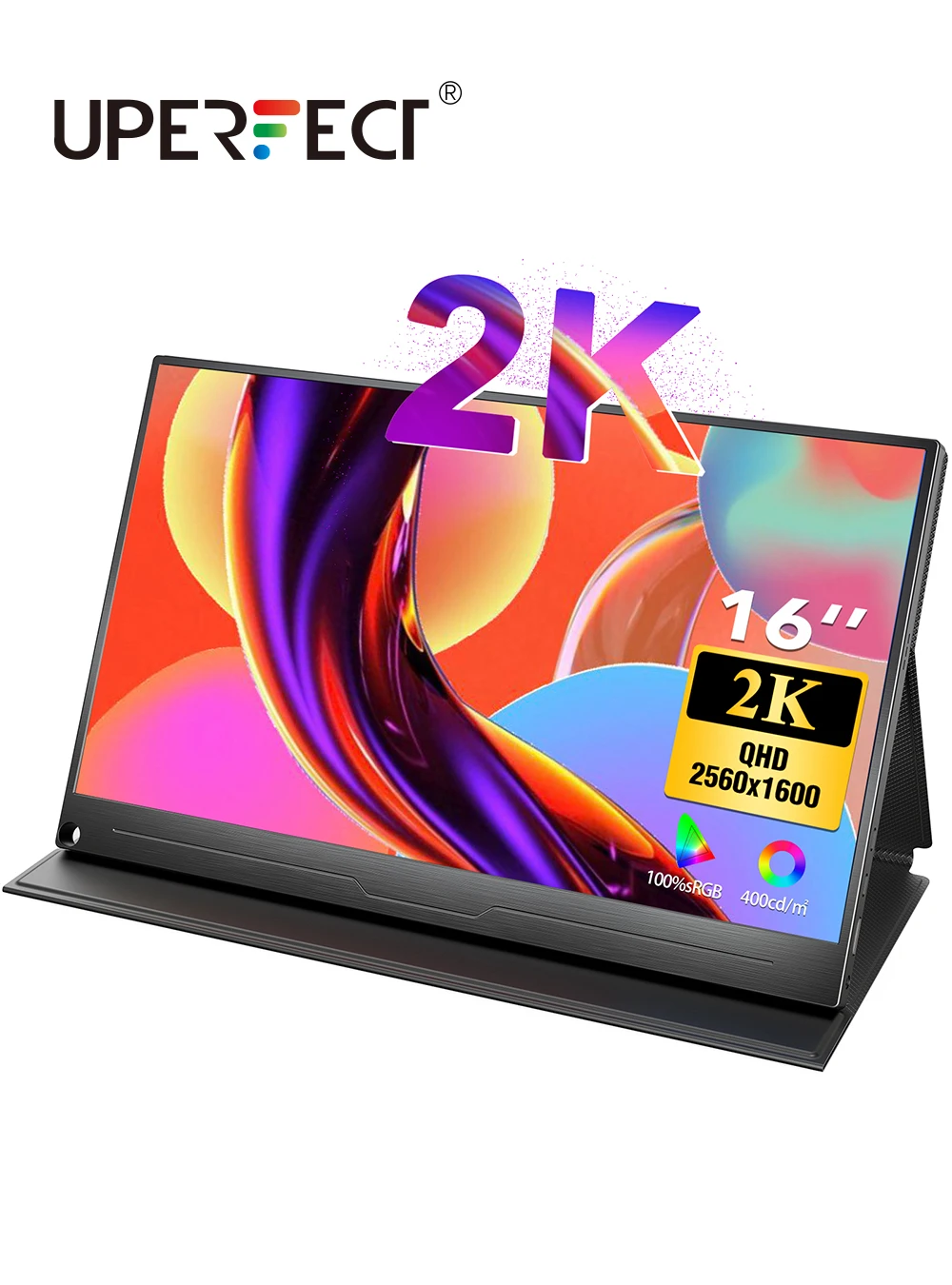 UPERFECT 2K Portable Monitor 16.0-inch 400 Nits 8 Bit Frameless Screen ...