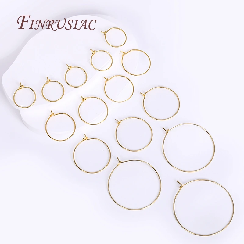 18K Gold Plated Round Earring Hoops Ear wire, Circle Earrings Blanks ...