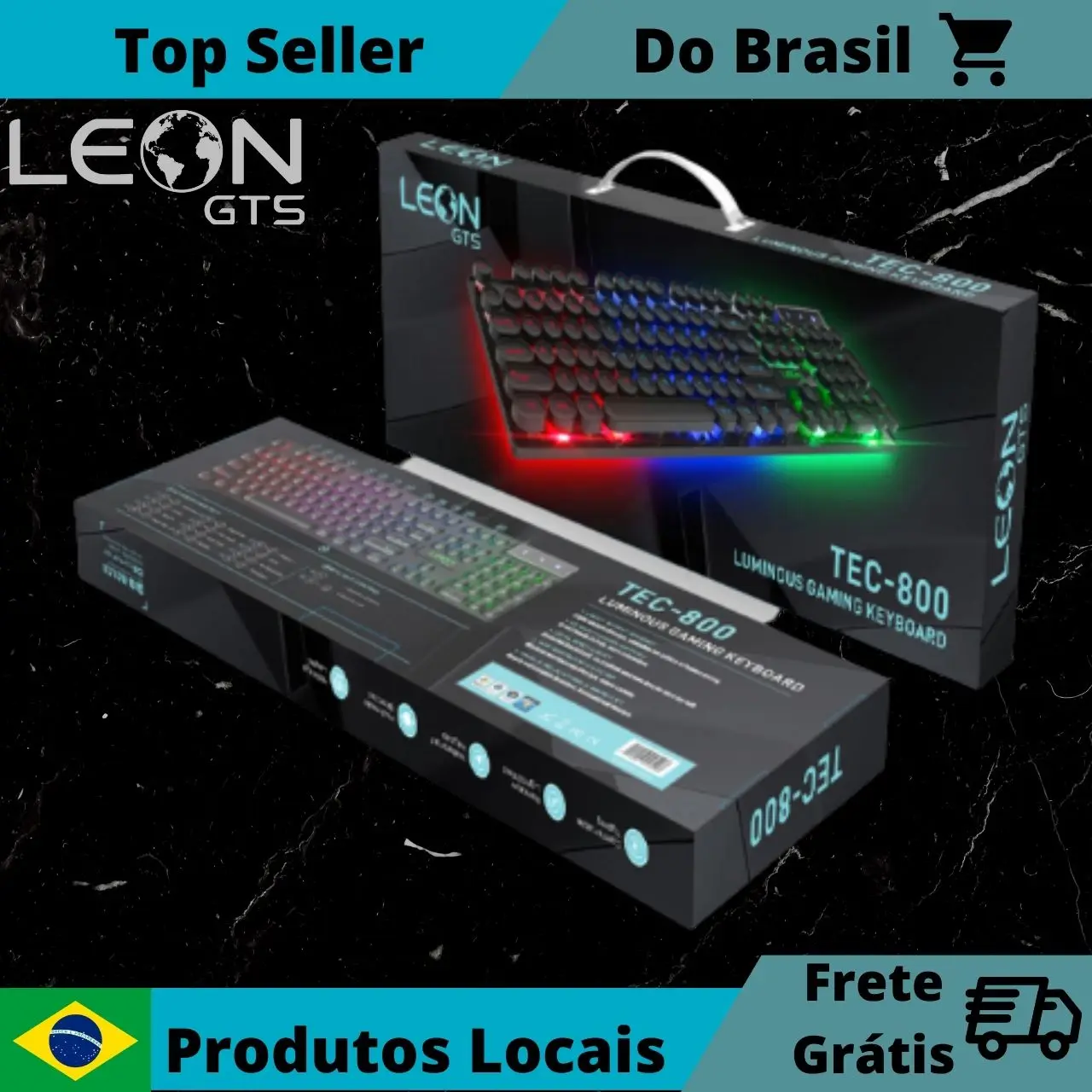 Teclado Gamer ergonômico membrana COM LED RGB COR Preto Leon GTS TEC ...