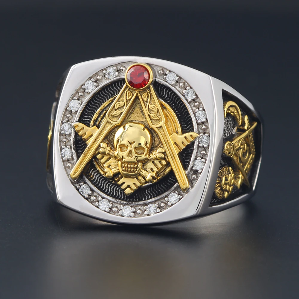 Masonic-Skull-And-Bones-Biker-Freemason-Sun-Moon-Illuminati-Sterling ...