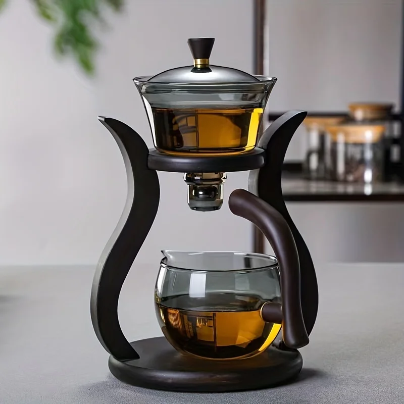 Lazy-Kung-Fu-Glass-Tea-Set-Semi-Automatic-Drip-With-Infuser-Glass ...