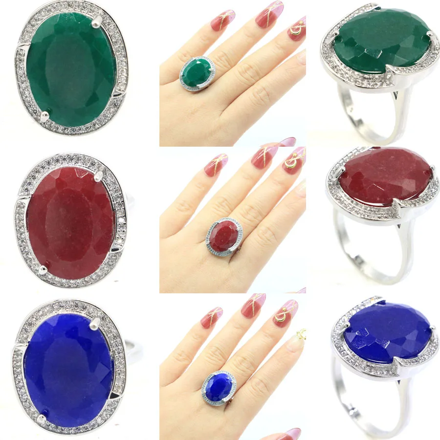 25x20mm-Big-Oval-Gemstone-8-3g-Real-Green-Emerald-Blue-Sapphire-Red ...