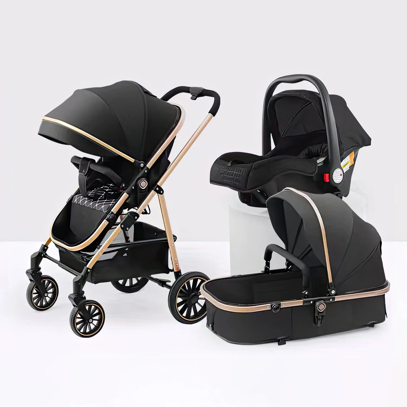 New-Luxury-Baby-Stroller-3-in-1-Portable-Travel-Baby-Carriage-Fold-Pram ...