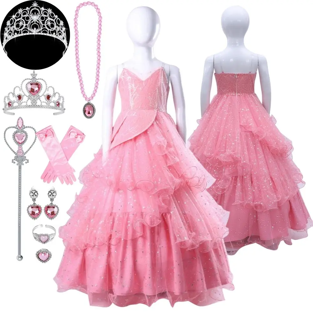 Kids Girls Wicked Glinda Cosplay Fantasia Costume Disguise for Children ...