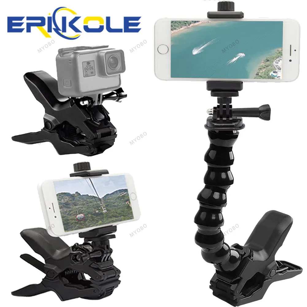 Cell Phone Clamp Clip for Pole, Clamp Mount Adjust Gooseneck Mount for ...