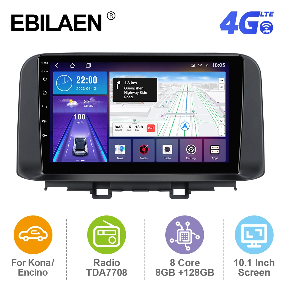 EBILAEN-Android-12-Car-Radio-For-Hyundai-Encino-Kona-2018-2019 ...