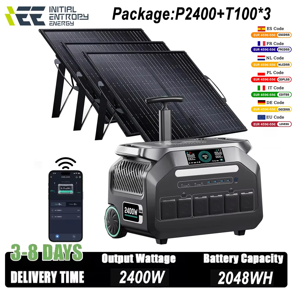 IEE P2400 Portable Power Station 2400W Solar Generator 2048Wh LiFePO4 ...