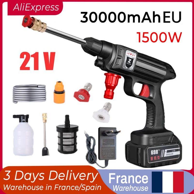 1500W-30Bar-Wireless-High-Pressure-Car-Wash-Washer-Gun-30000mAh-Foam-Generator-Water-Gun-Spray ...