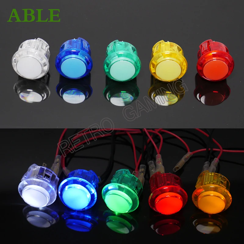 10PCS-Arcade-Push-Button-Snap-24mm-Transparent-Switch-Buttons-LED ...