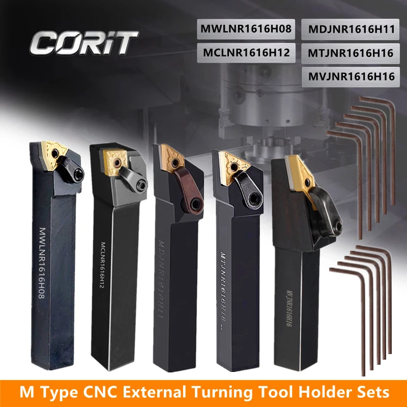 CORIT 5Sets of 16MM External CNC Lathe M type Turning Tool Holder with Applicable Inserts and ...