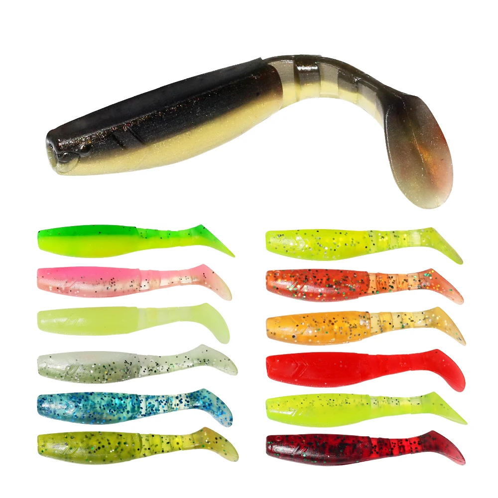 20PCS Slug Soft Lures 60mm/1.6g 4 Sections T-tail Fishing Artificial ...