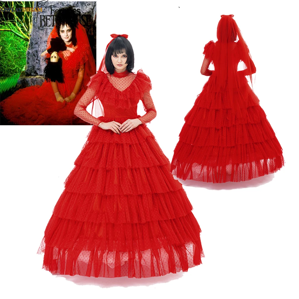 in-stocK-Movie-Juice-Lydia-Cosplay-Costume-Red-Wedding-Dress-Outfits ...