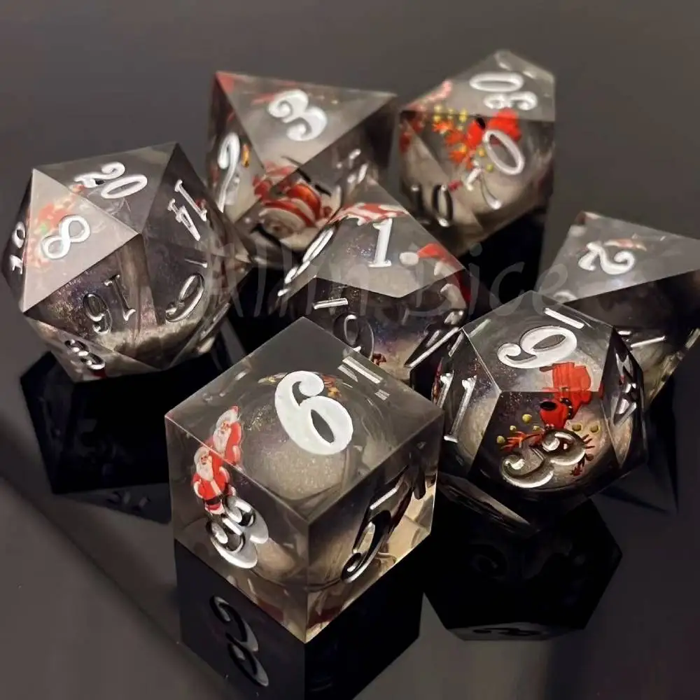 Xmas-Resin-Dice-set-DND-liquid-core-Dice-Santa-Claus-for-Board-Games ...