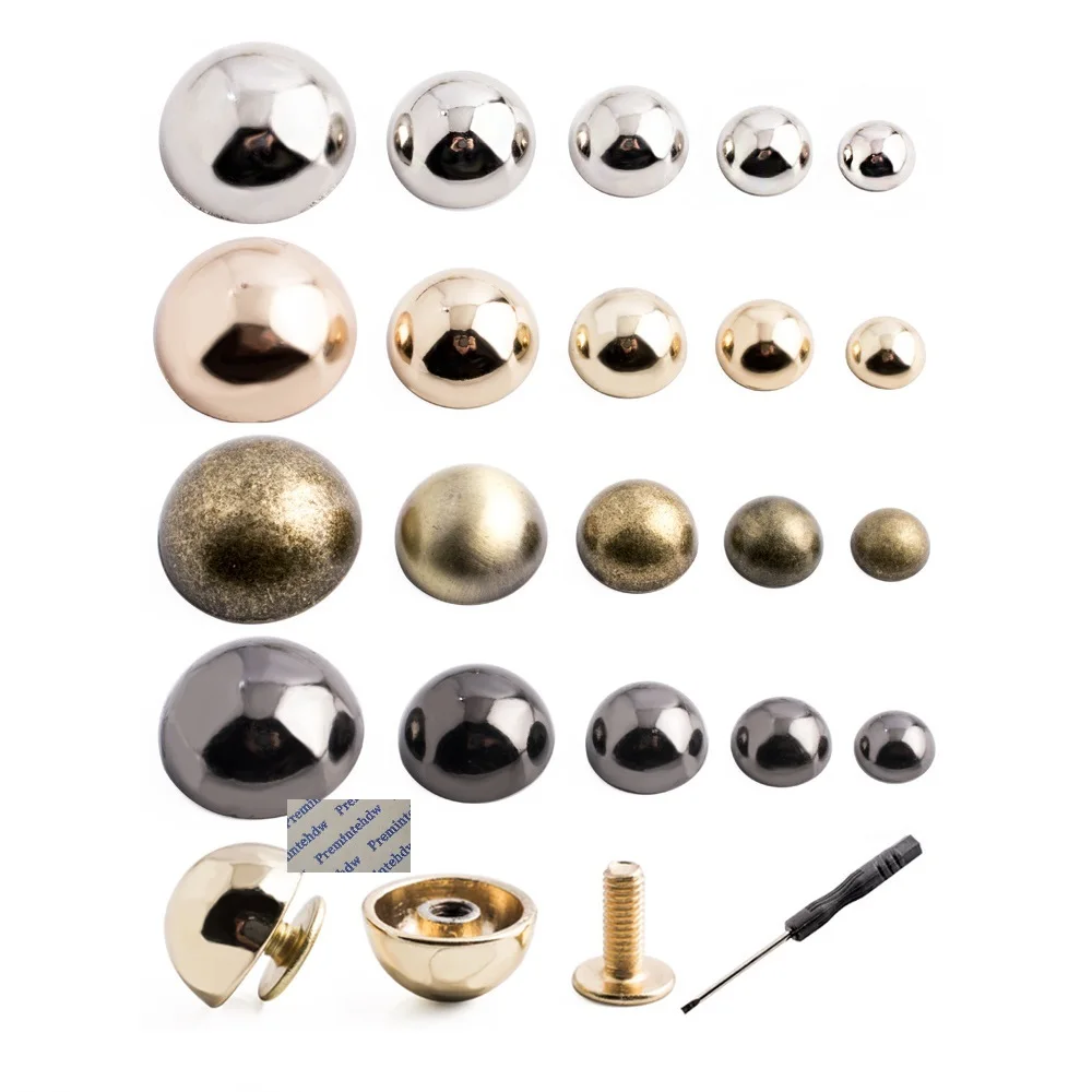 12Pcs-Solid-Brass-Decorative-Hemisphere-Head-Button-Stud-Screw-Leather ...