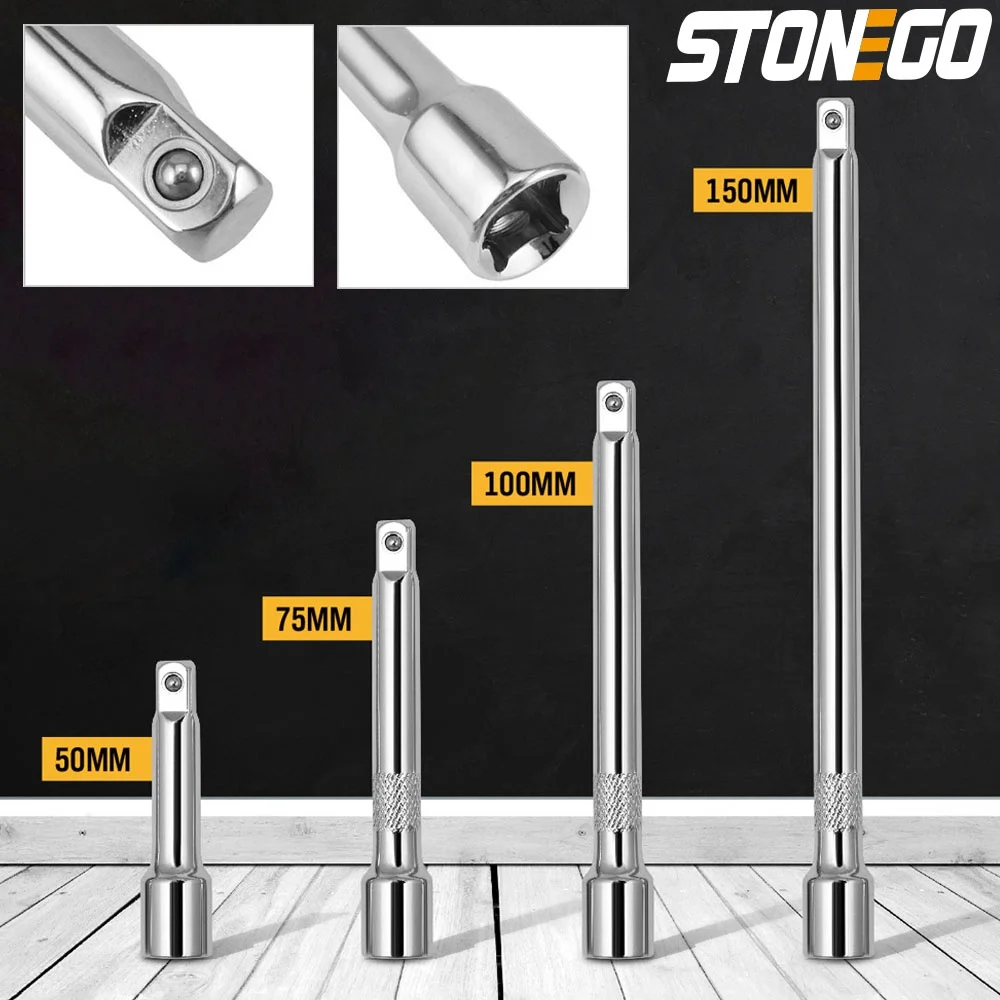 STONEGO-4Pcs-Set-Chrome-Vanadium-Steel-Socket-Extension-Bar-Set-Drive ...