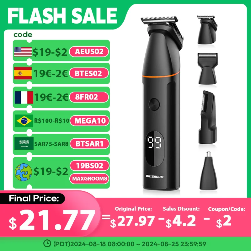 MAXGROOM-4-in-1-Body-Hair-Trimmer-Kit-for-Men-Pubic-Shaver-Hair-Nose ...