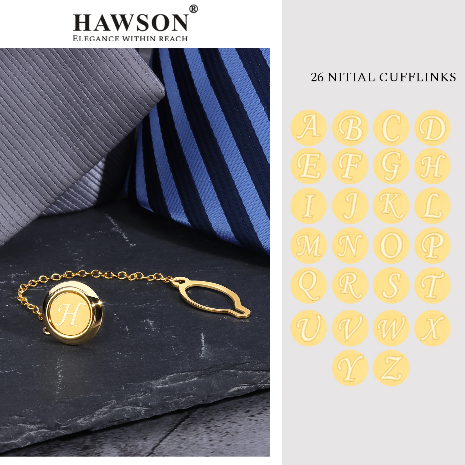 HAWSON-Tie-Tacks-for-Men-Initial-Tie-Pins-with-Chain-Tie-Tack-Pins ...