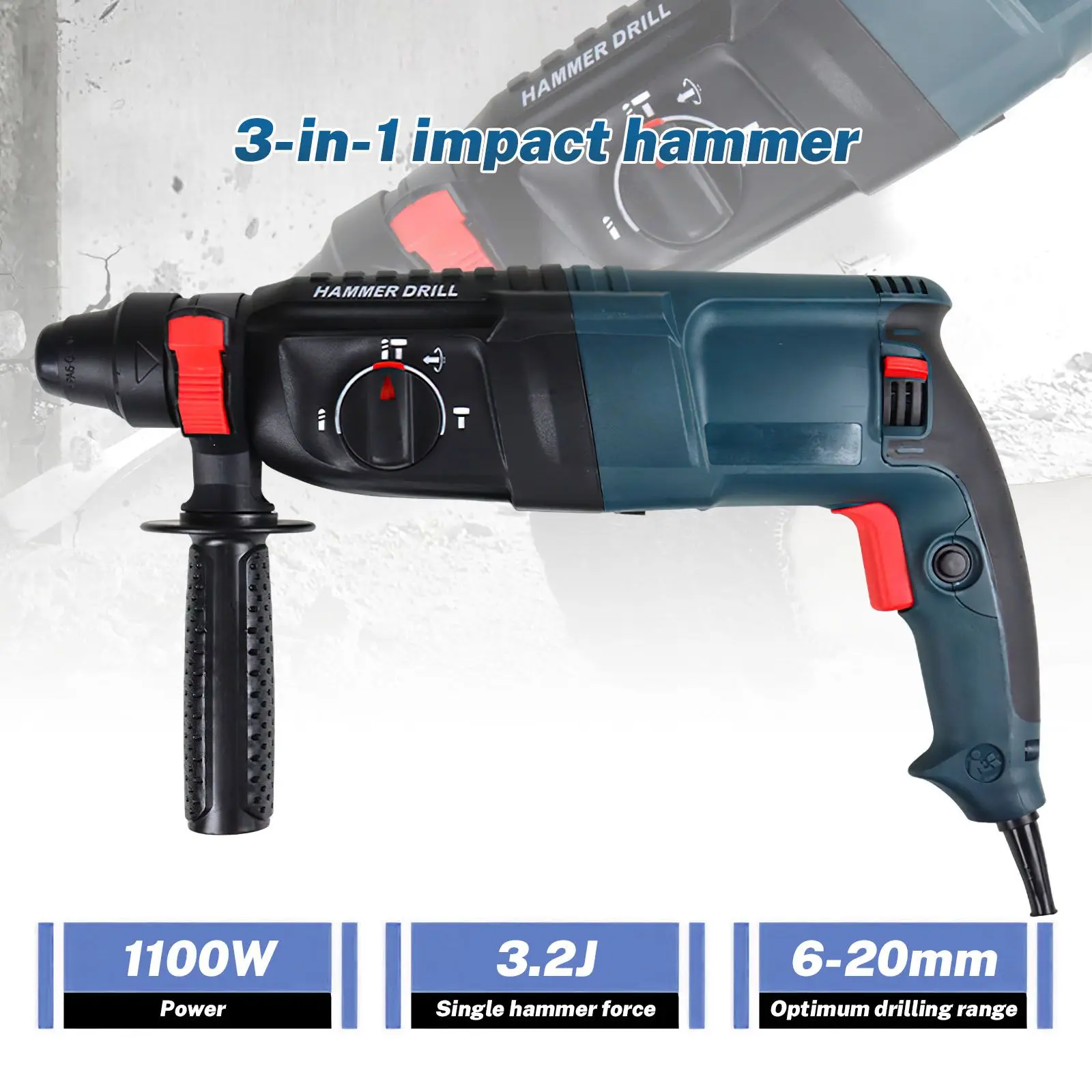 1100W-MultiFunction-Rotary-Electric-Hammer-3-in-1-Electric-Pick-Hammer ...