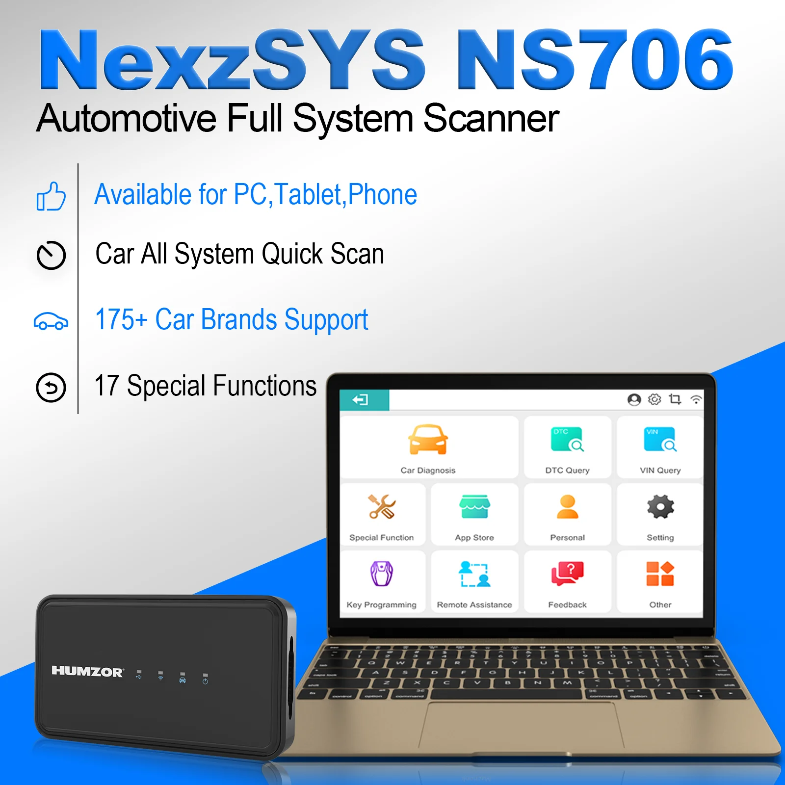Humzor NS706 Full System Car Diagnostic Scanner PC (Windows) for SAS ...