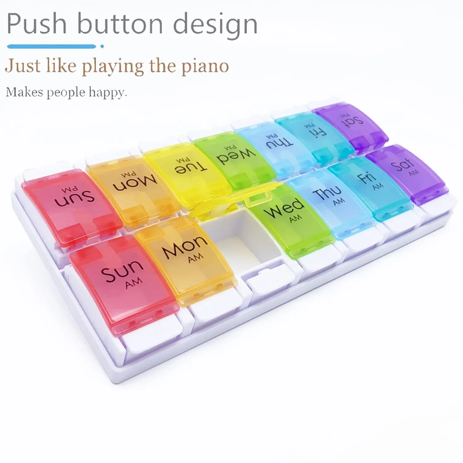 Rainbow Weekly Pill Organizer 2 Times a Day Large Daily Pill Box with ...