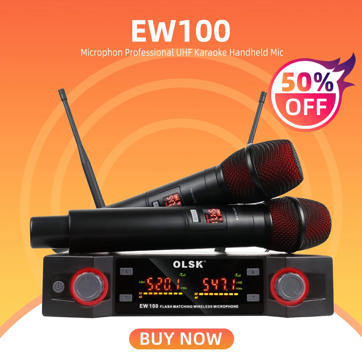 EW100 micrófono inalámbrico profesional para Karaoke, accesorio de mano UHF, frecuencia ...