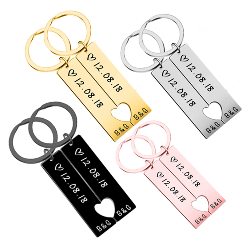 Customized-Heart-Shaped-Keychain-Set-Engraved-King-S-Date-And-Name-Love ...