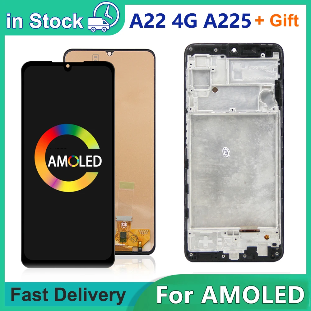 For-AMOLED-For-Samsung-A22-4G-A225F-A225F-DS-A225-LCD-Touch-Screen ...