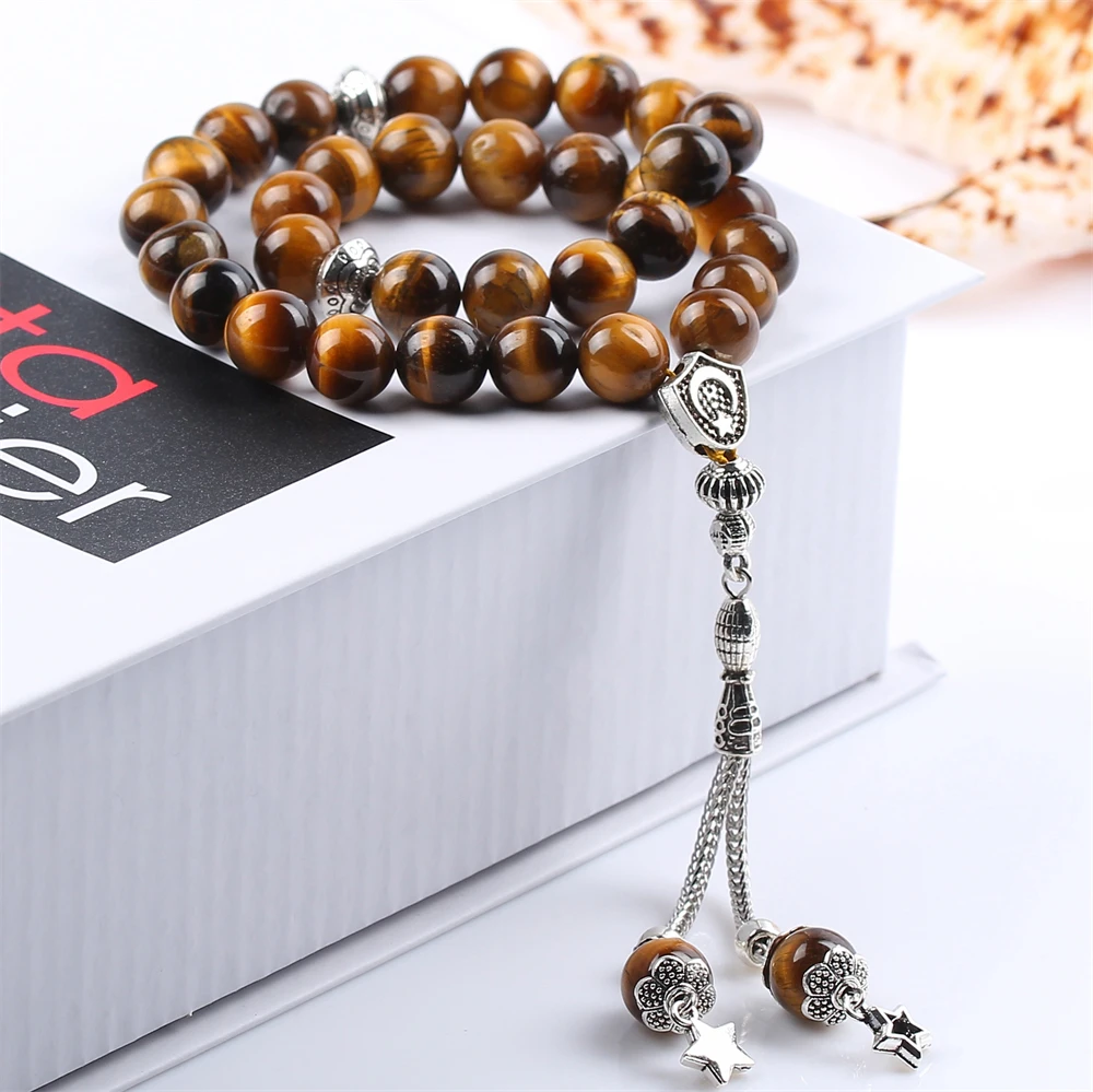Natural-stone-tasbih-tiger-eye-Muslim-Rosary-bead-misbaha-Eid-Gift ...
