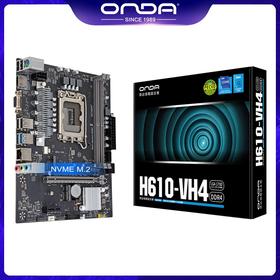 Onda h610 vh4 placa mãe lga 1700 suporte intel core i3/i5/i7/i9 12th 13th processador duplo ...