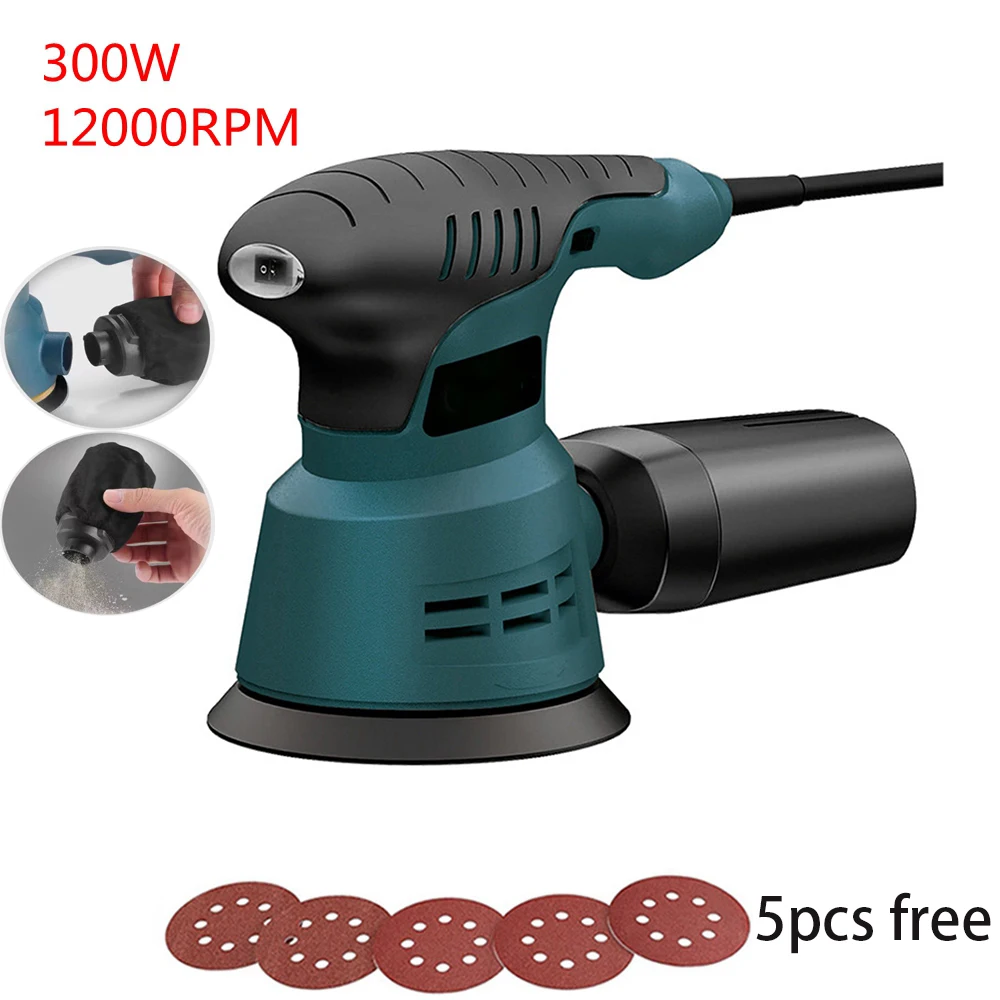 300W-12000r-Electric-Eccentric-Sander-5-Inch-125mm-Sanding-Plate ...