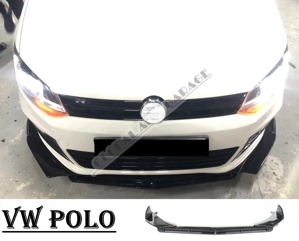For-VOLKSWAGEN-POLO-Front-Bumper-Attachment-Lip-2009-2020-Piano-Glossy ...