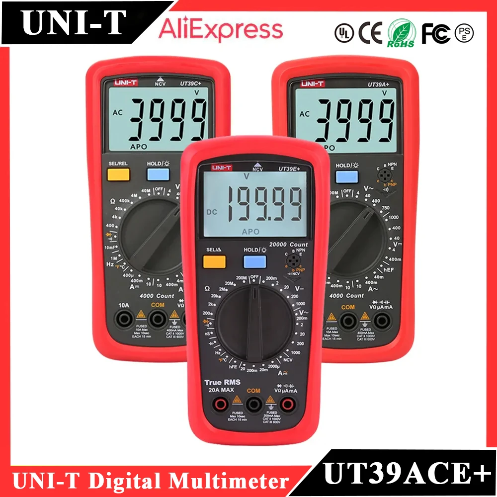 UNI-T-UT39A-UT39C-UT39E-Plus-Multimeter-Digital-Ammeter-Voltmeter-AC-DC ...