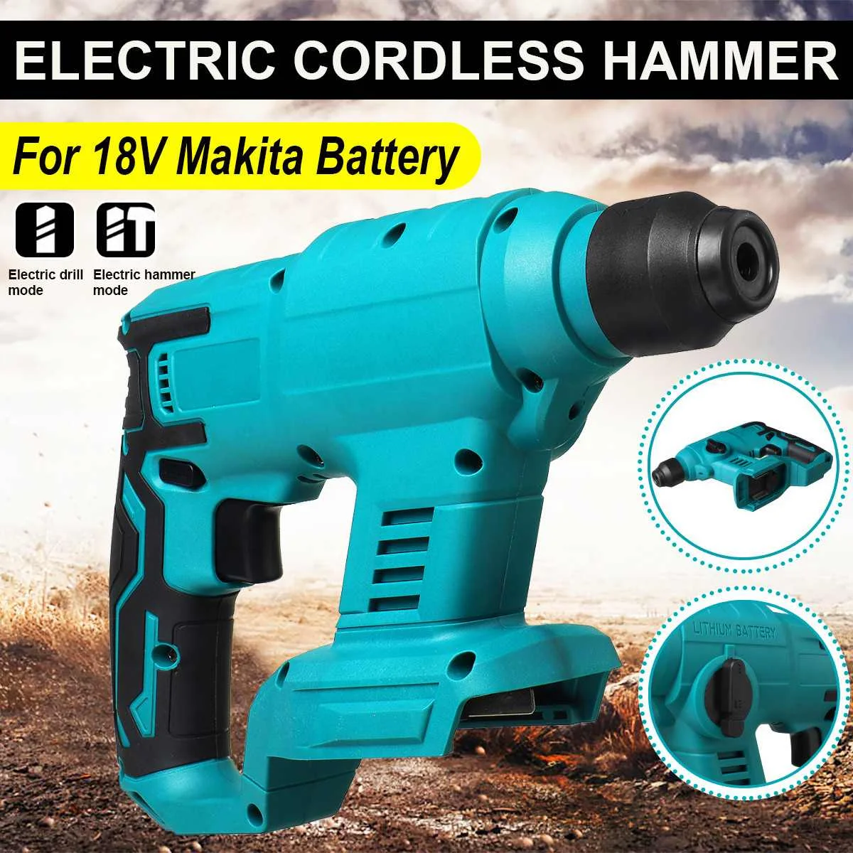 1000W-8600IMP-Rechargeable-Electric-Hammer-Cordless-Multifunction ...