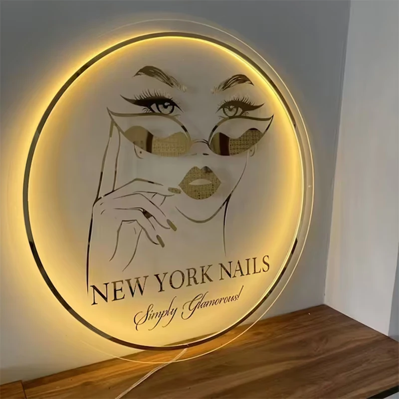 Custom Acrylic Business Sign LED Round Business Neon Lights Logo Sign ...