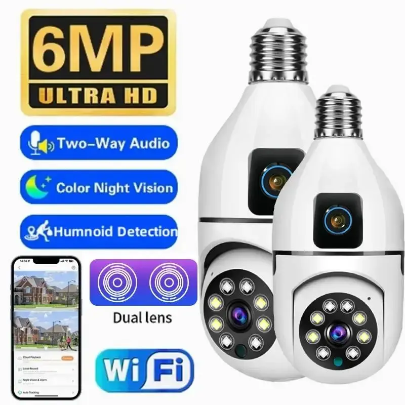 6MP-E27-Bulb-WIFI-Camera-Dual-Lens-Indoor-Surveillance-AI-Human ...