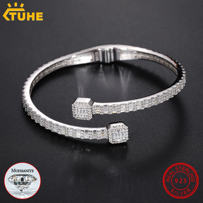 Custom-Luxury-Cuff-Bracelet-Silver-925-Moissanite-For-Women-Men-Hip-Hop ...
