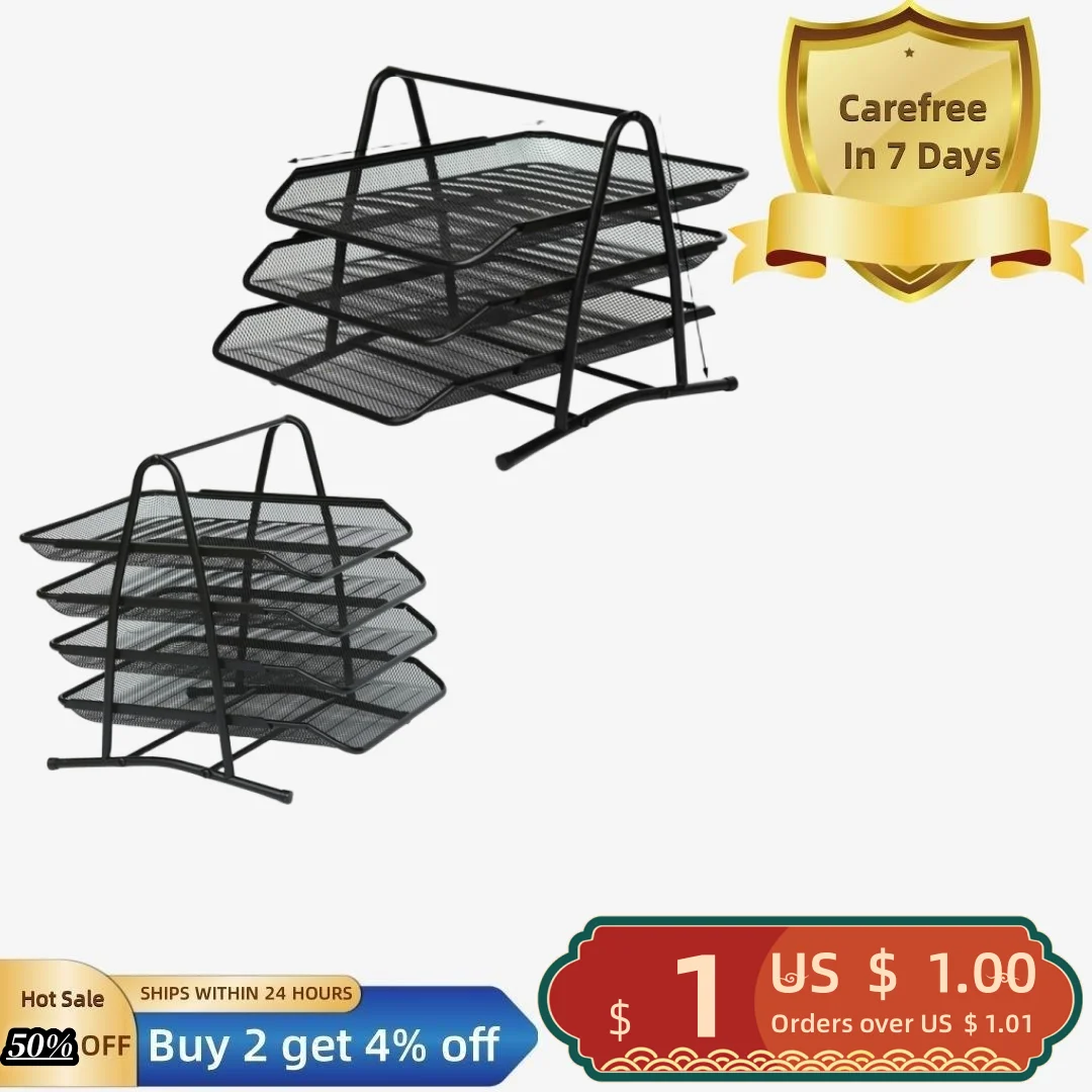 File-Storage-Rack-Multi-layer-Metal-Sliding-File-Shelf-Sturdy-Desktop ...