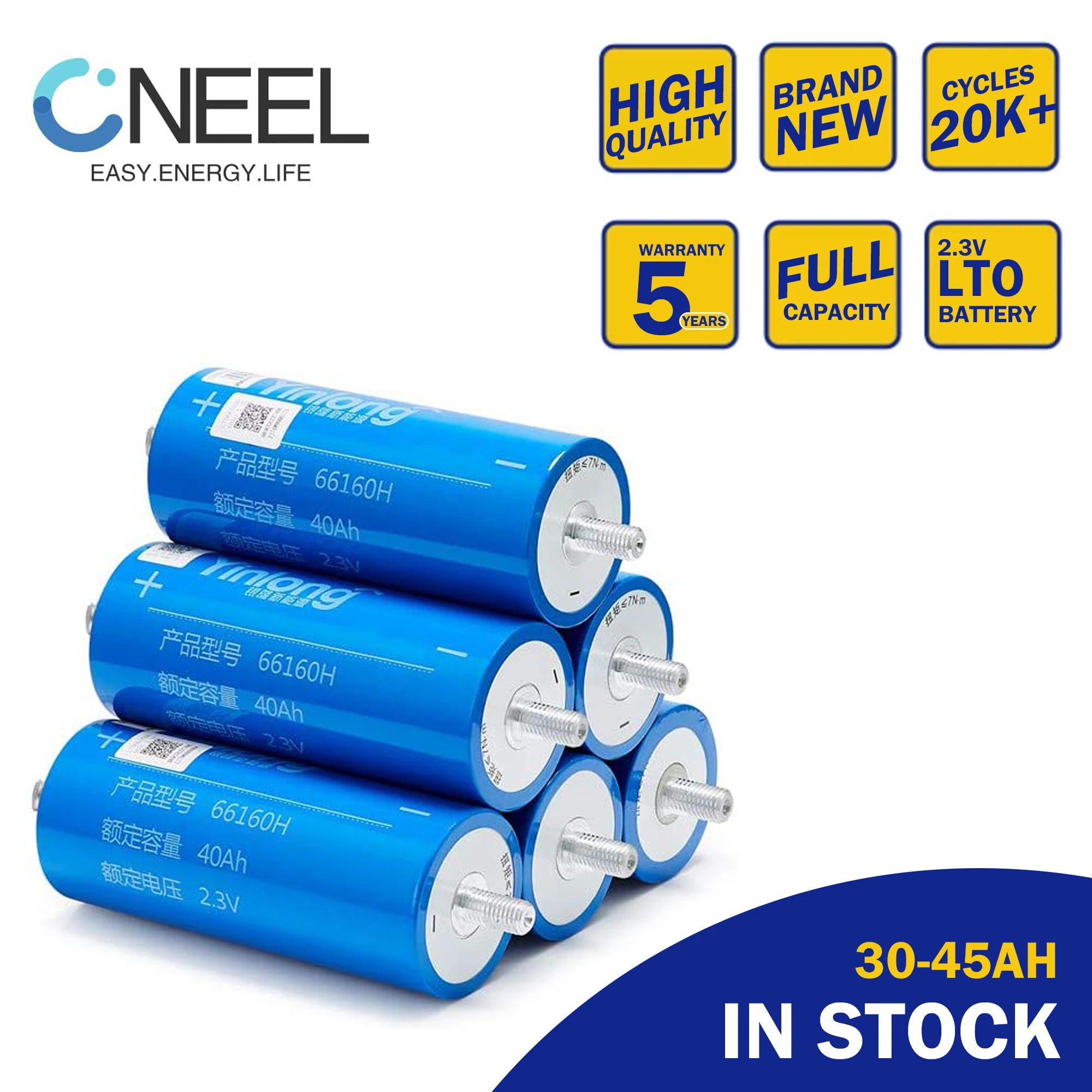 6PCS Grade A Original Yinlong 40Ah 66160 2.3V Lithium Titanate LTO ...