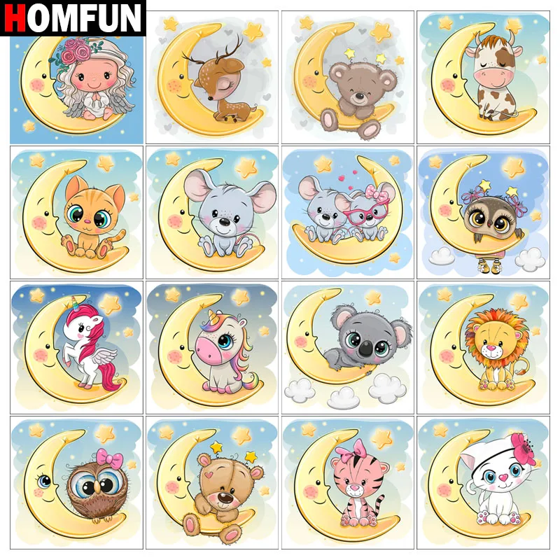 HOMFUN-peinture-diamant-th-me-lune-animal-cerf-chien-point-de-croix ...