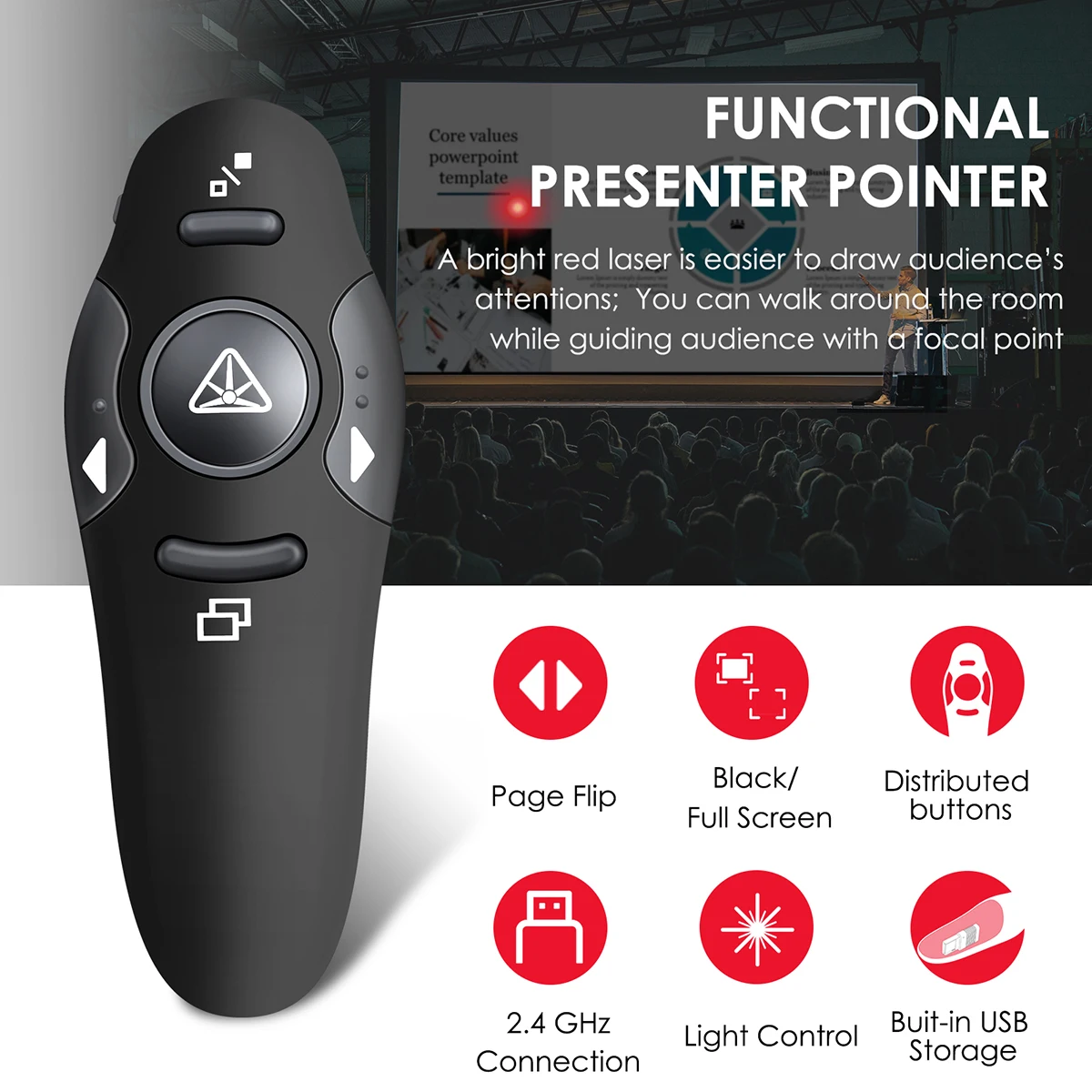 Dinofire-Presentation-Clicker-For-Computer-Wireless-Presenter-Remote-for-PowerPoint-RF-2-4GHz ...