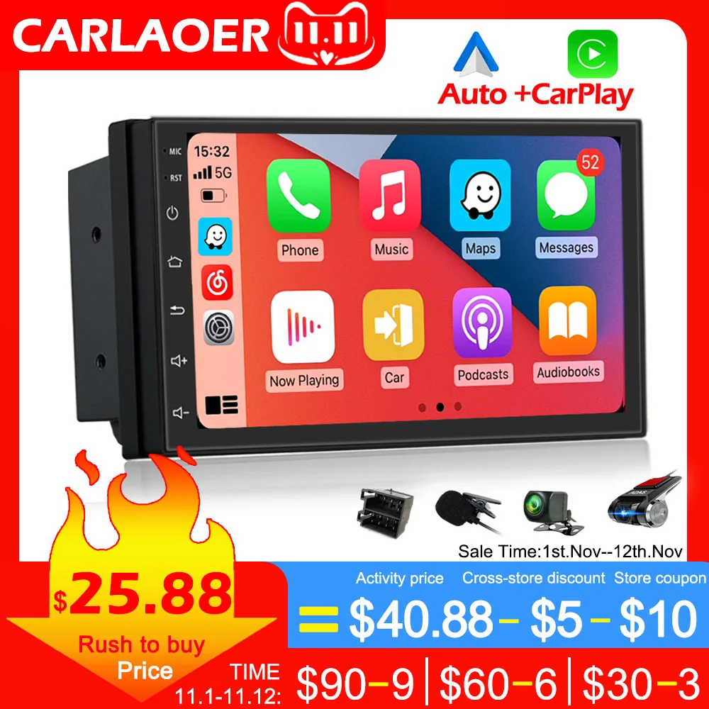 Android 10 2 Din Rádio Do Carro Multimídia Player De Vídeo Universal 7 ...