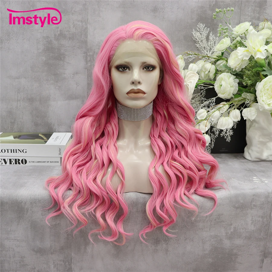 Pink Lace Front Wig Synthetic | Imstyle Wig Pink | Wig Highlight ...