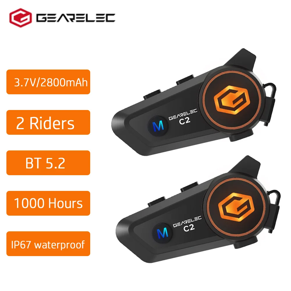 GEARELEC-C2-Motorcycle-Helmet-Headset-BT-5-2-Waterproof-Wireless-Headphones-Voice-Control-Roise ...