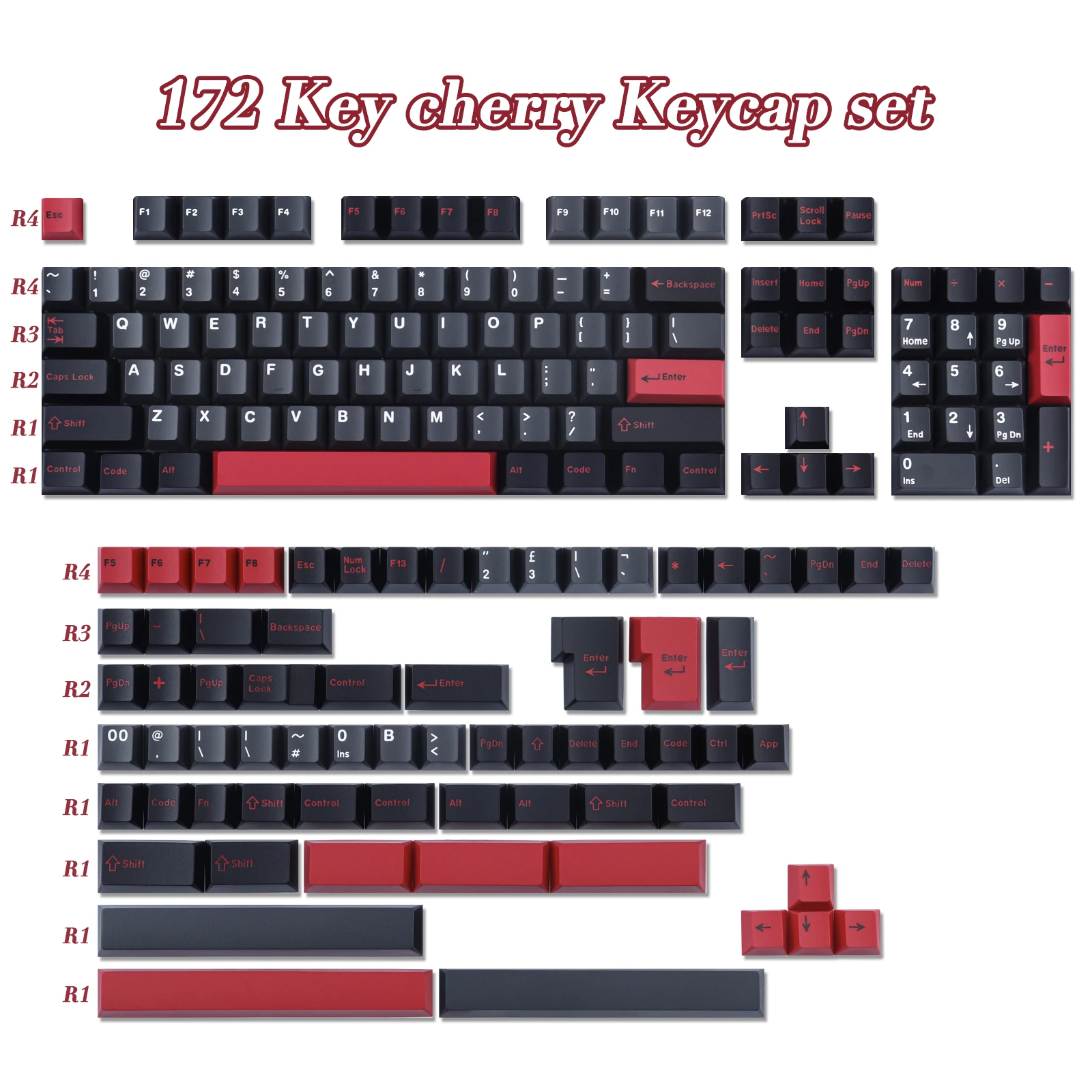 GMK Evil Dolch Keycaps 172 Keys ABS Double Shot Cherry Profile Keycaps ...