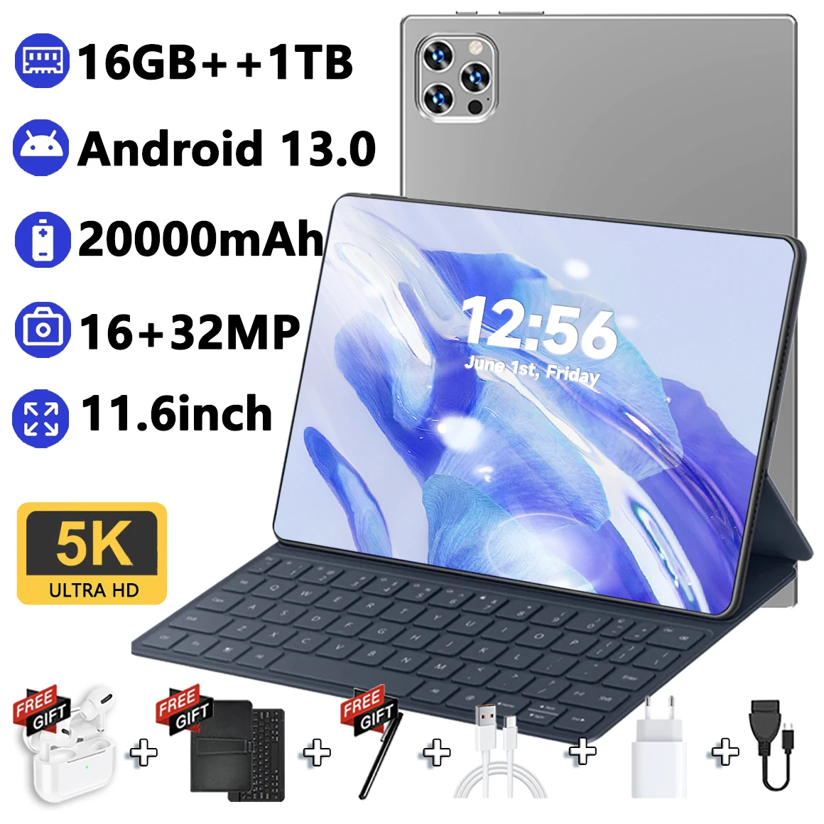 2024-Brand-New-11-6-inch-Tablet-Android-13-0-20000mAh-16GB-RAM-1TB-ROM ...