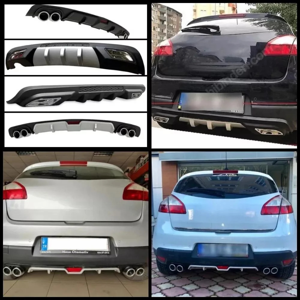 Car Rear Bumper Diffuser for Renault Megane 3 Black ABS Plastic Car ...
