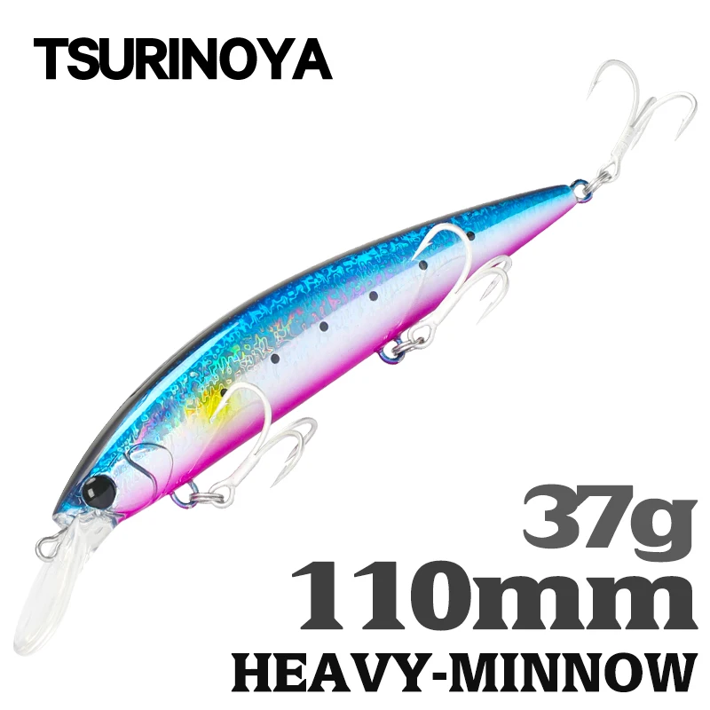 TSURINOYA 110mm 37g Poids Lourd Leurre De Pêche De Mer Max 80m Ultra Longue Coulée Naufrage ...