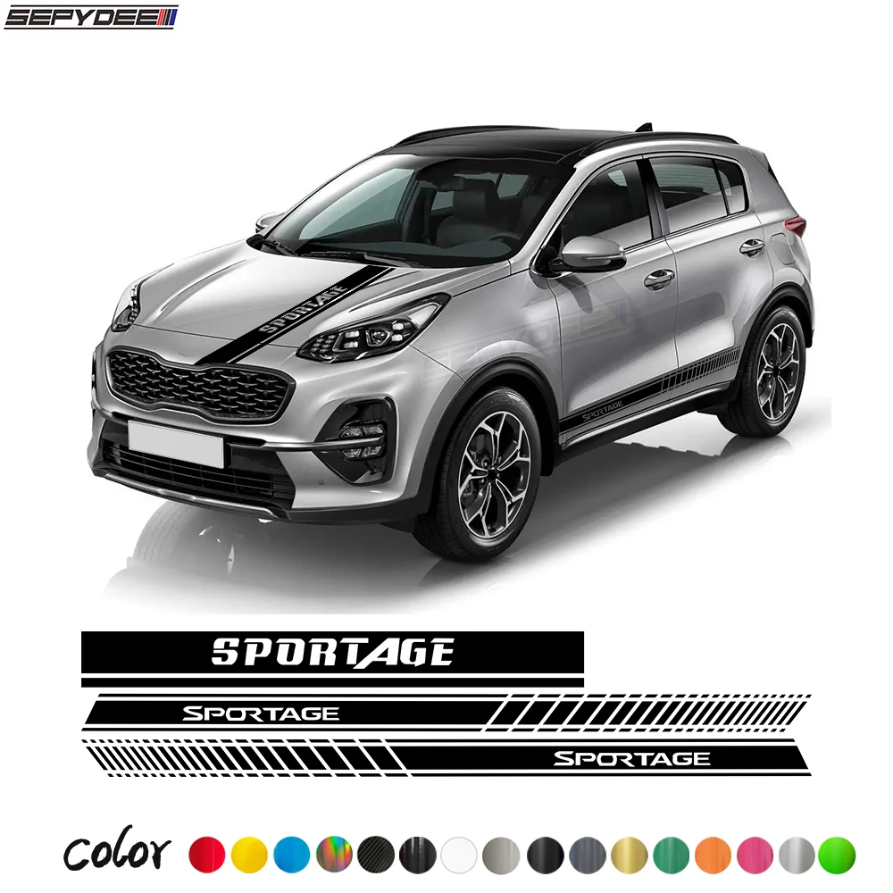 Racing Sport Car Hood Bonnet Decal Auto Body Kits Side Stripes Skirt ...