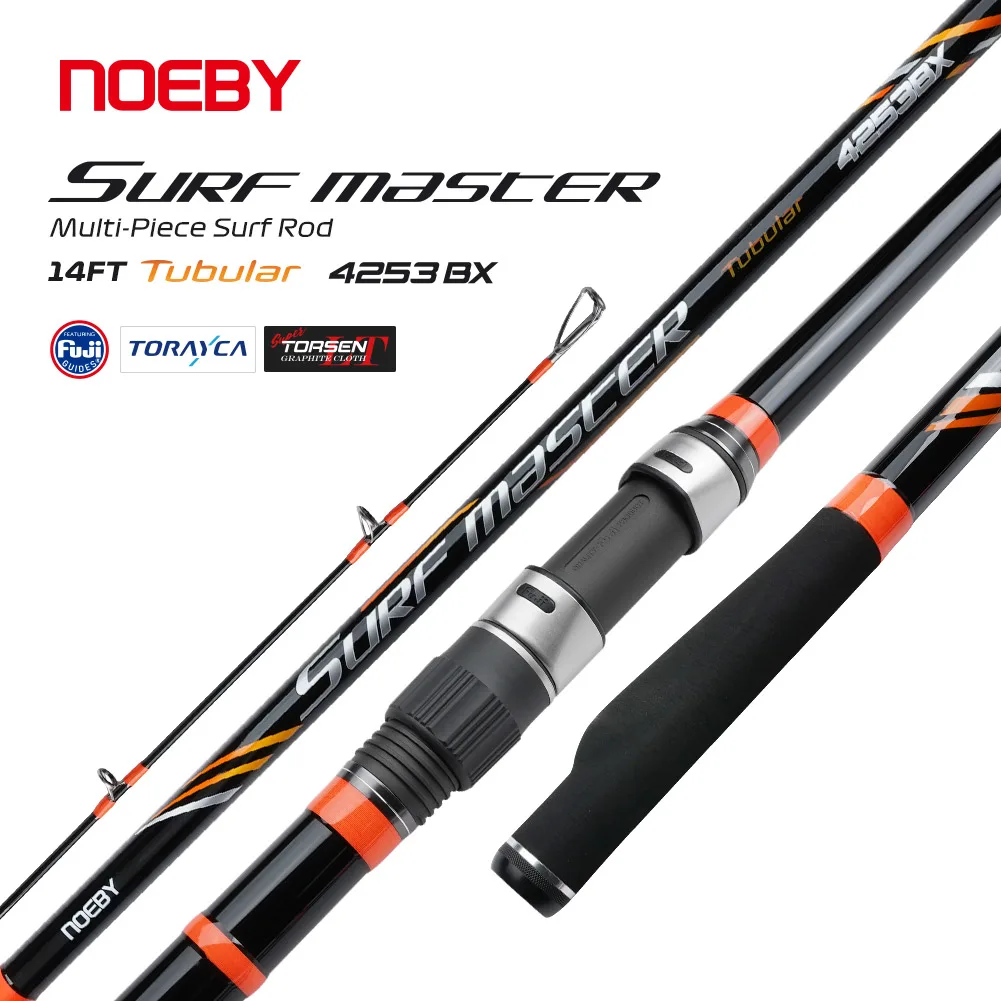 NOEBY Surf Casting Fishing Rod 4.25m Tubular Carbon 3 Section Fuji ...